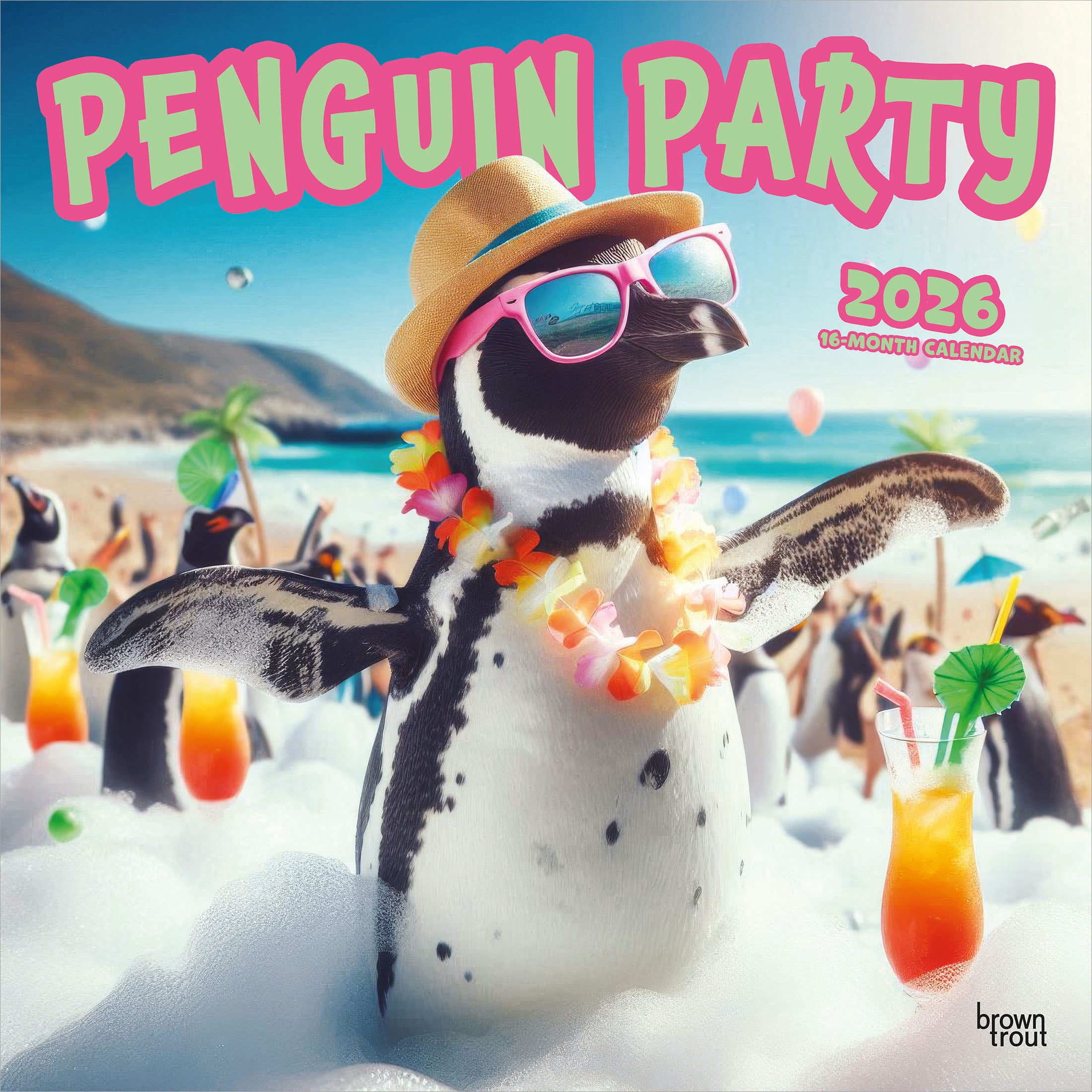 Penguin Party | 2026 12x24" (Hanging) Square Wall Calendar | Plastic ...