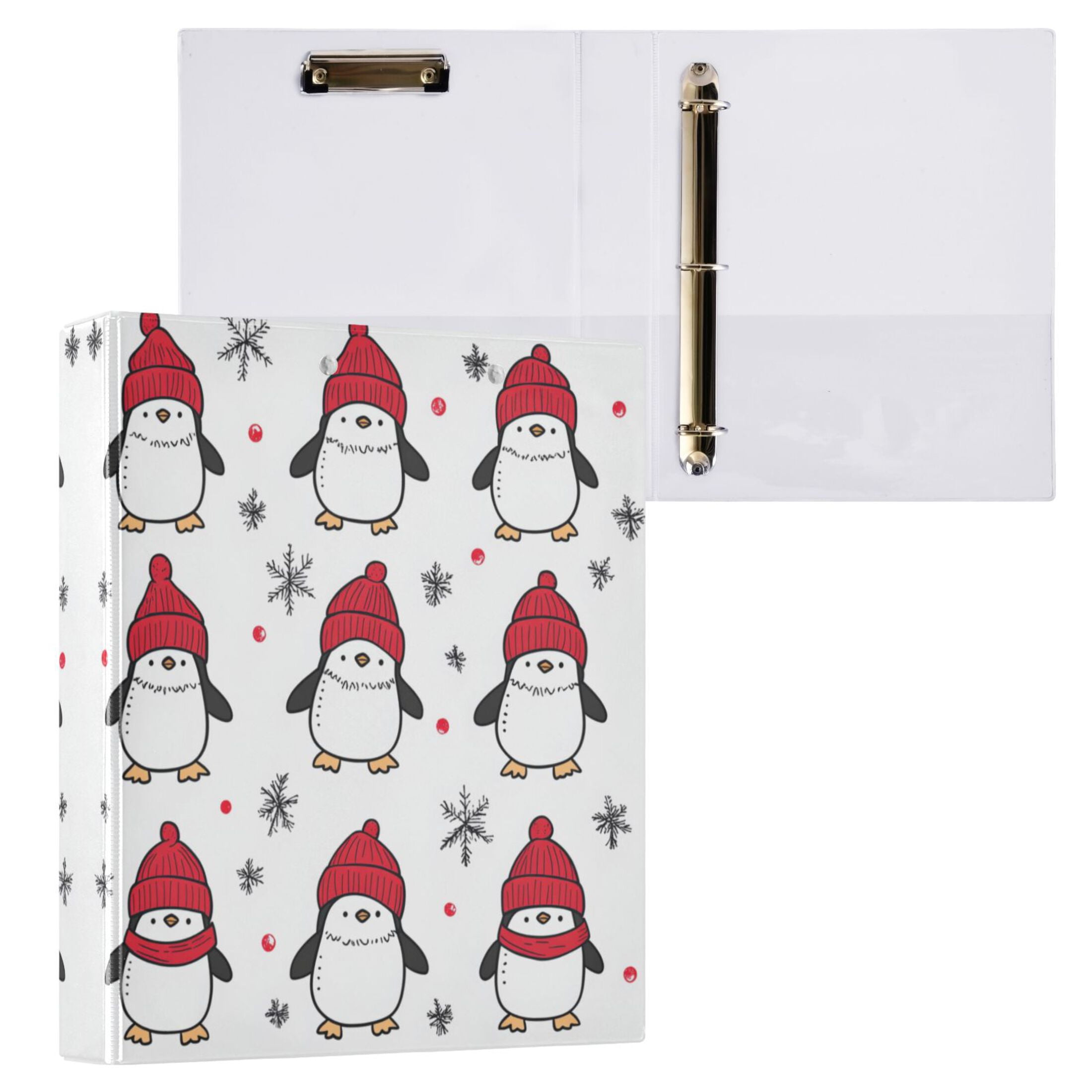 Penguin Pattern 3 Ring Hardcover Binders 1.5in Round Rings for Letter ...