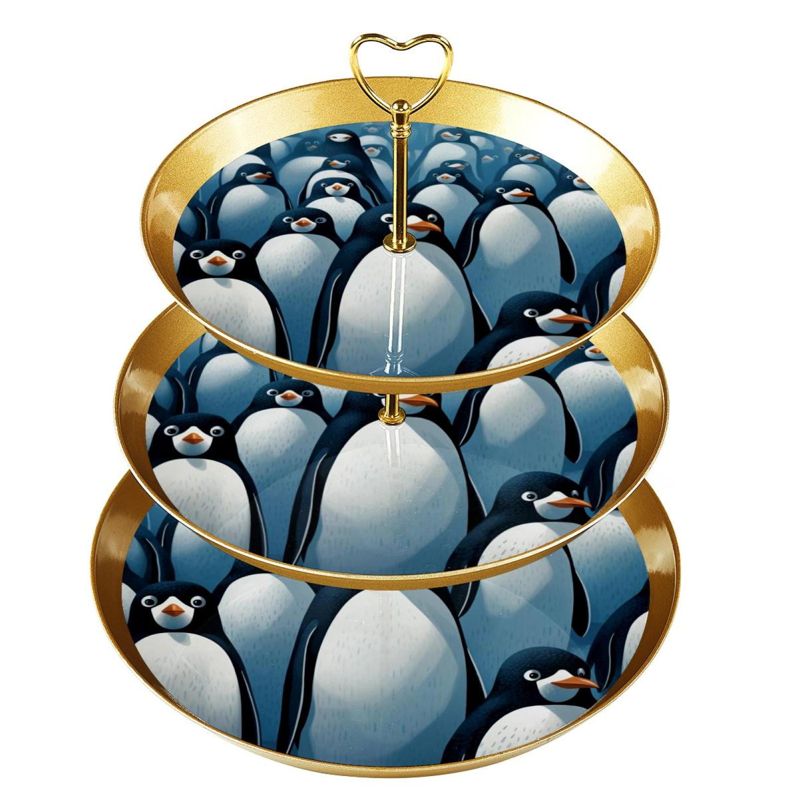 Penguin Plastic Disc Cupcake Stand with Iron Pillars, 32cm Height, 21cm ...