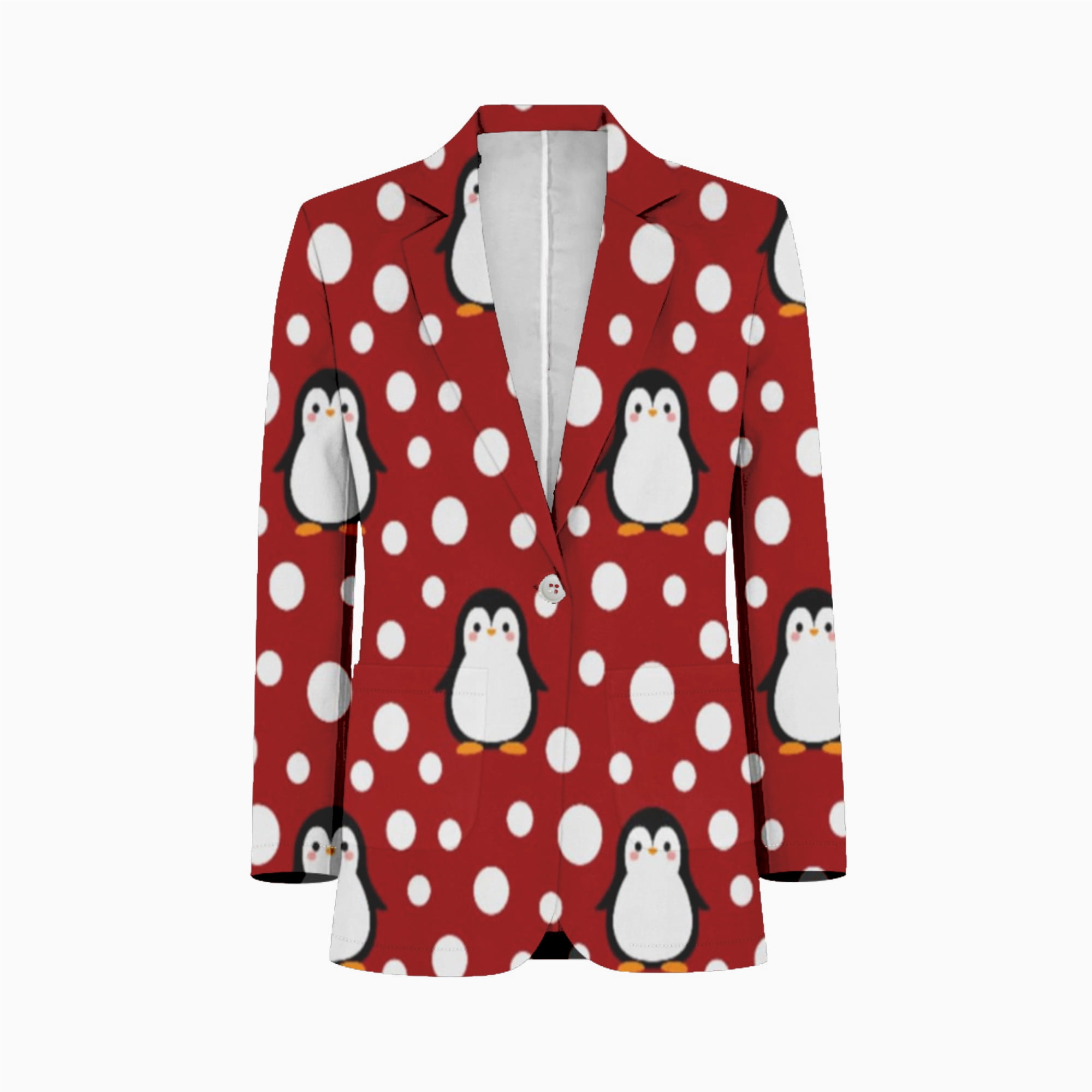 Penguin Polka Dots Mens Suits Shawl Collar Slim Fit Suit Mens Groom ...