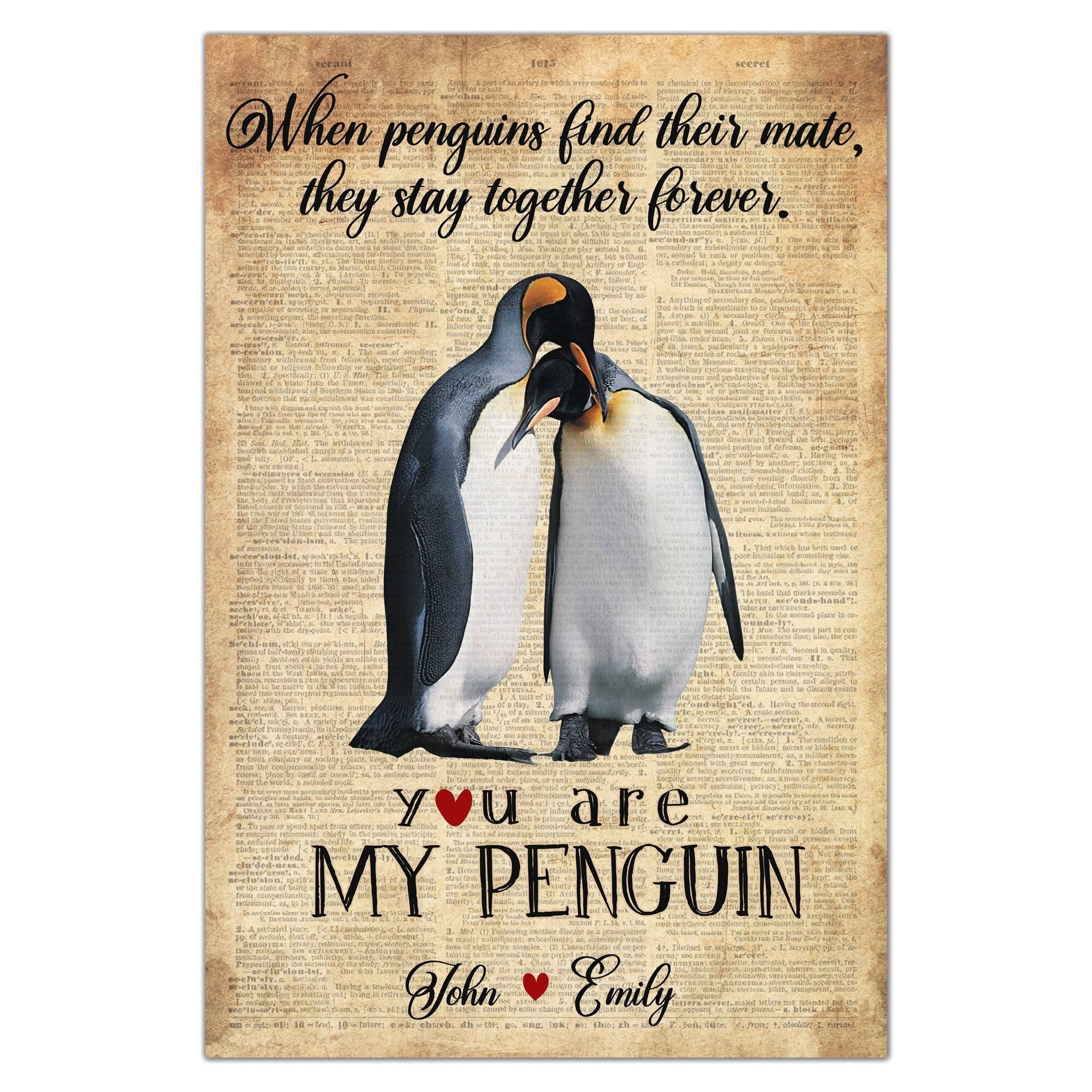 You're My Penguin Poster, Penguin Love Poster, Valentine Couple Poster ...