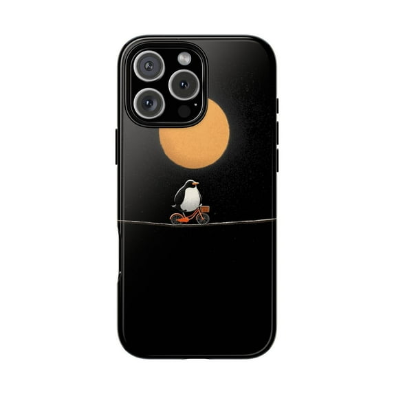 Penguin Riding Bicycle Tightrope Under Bright Moon Case with iPhone 17 ...