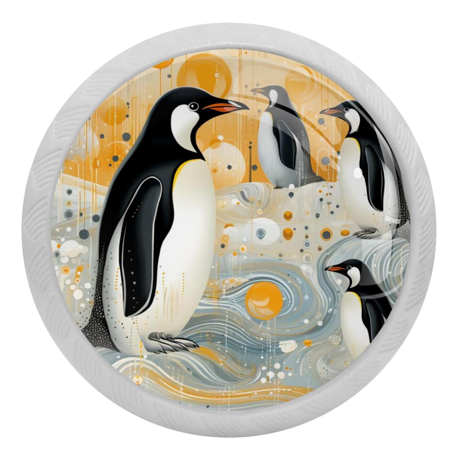 Penguin Round Glow-in-the-Dark Cabinet Knobs with Screws - 4 Pack ...