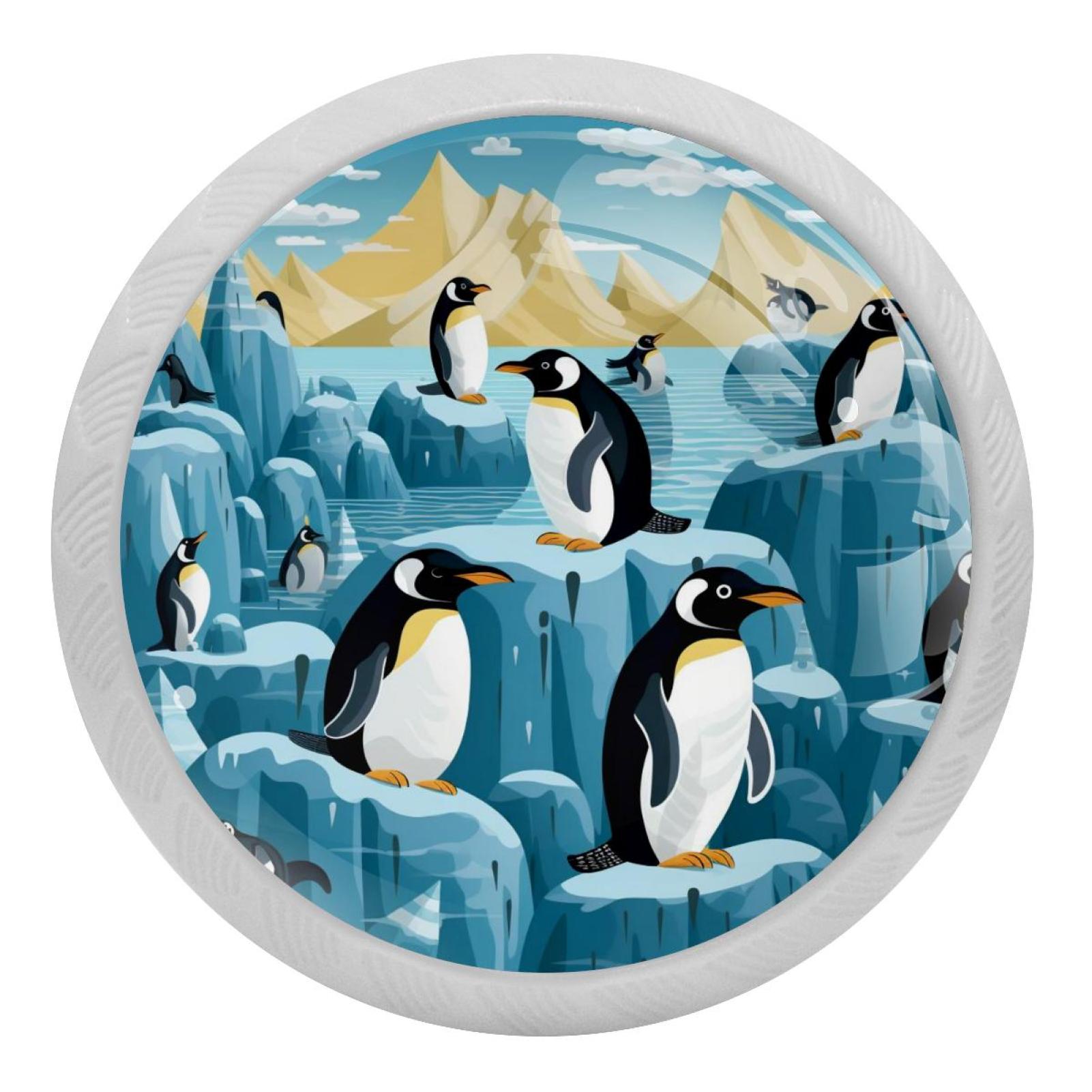 Penguin Round Glow-in-the-Dark Cabinet Knobs with Screws - 4 Pack ...