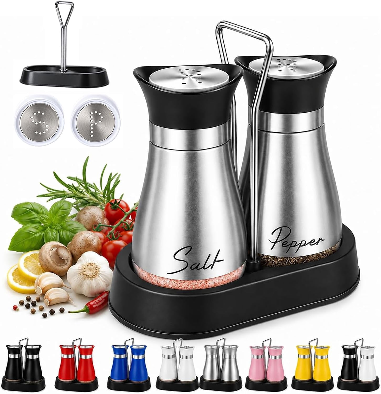 Penguin Salt and Pepper Shaker Set with Holder, Glass Bottom 304 ...