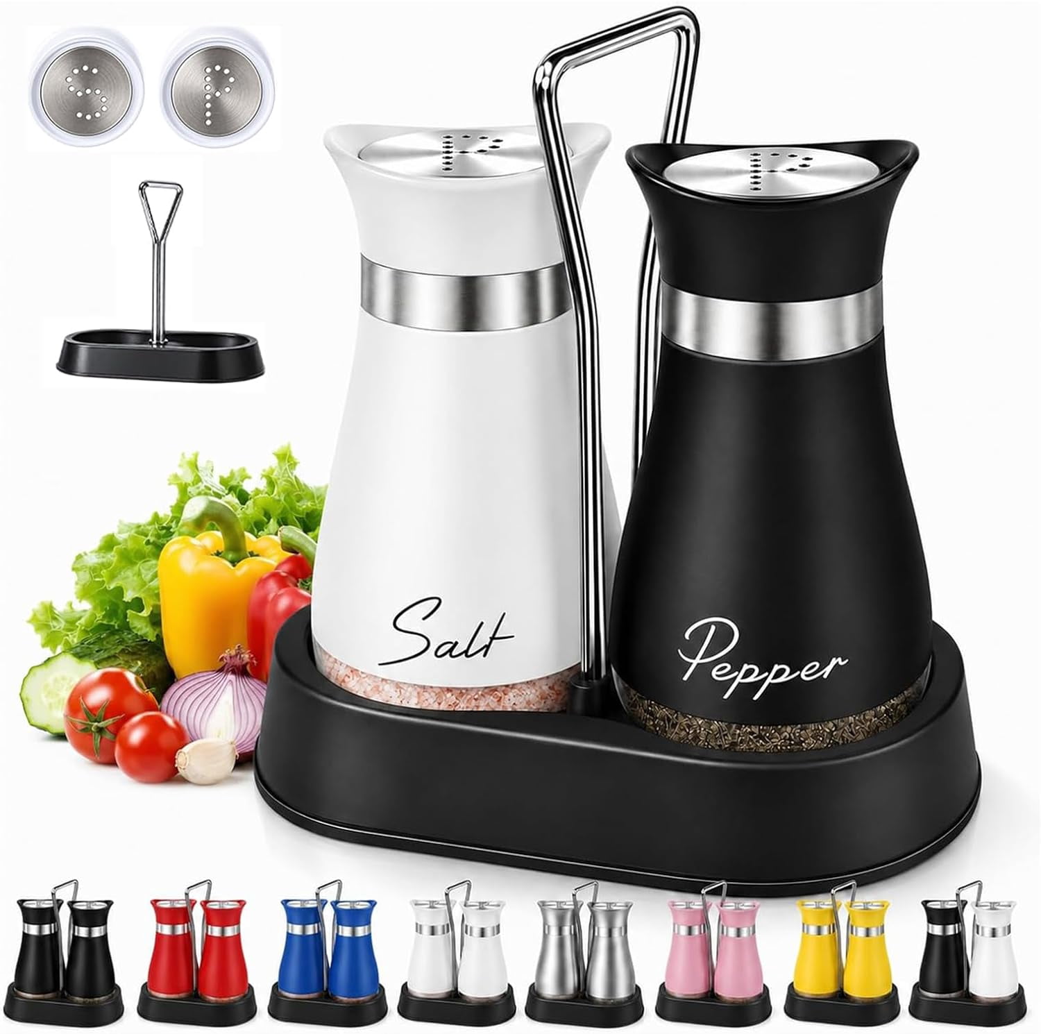 Penguin Salt and Pepper Shaker Set with Holder, Glass Bottom 304 ...
