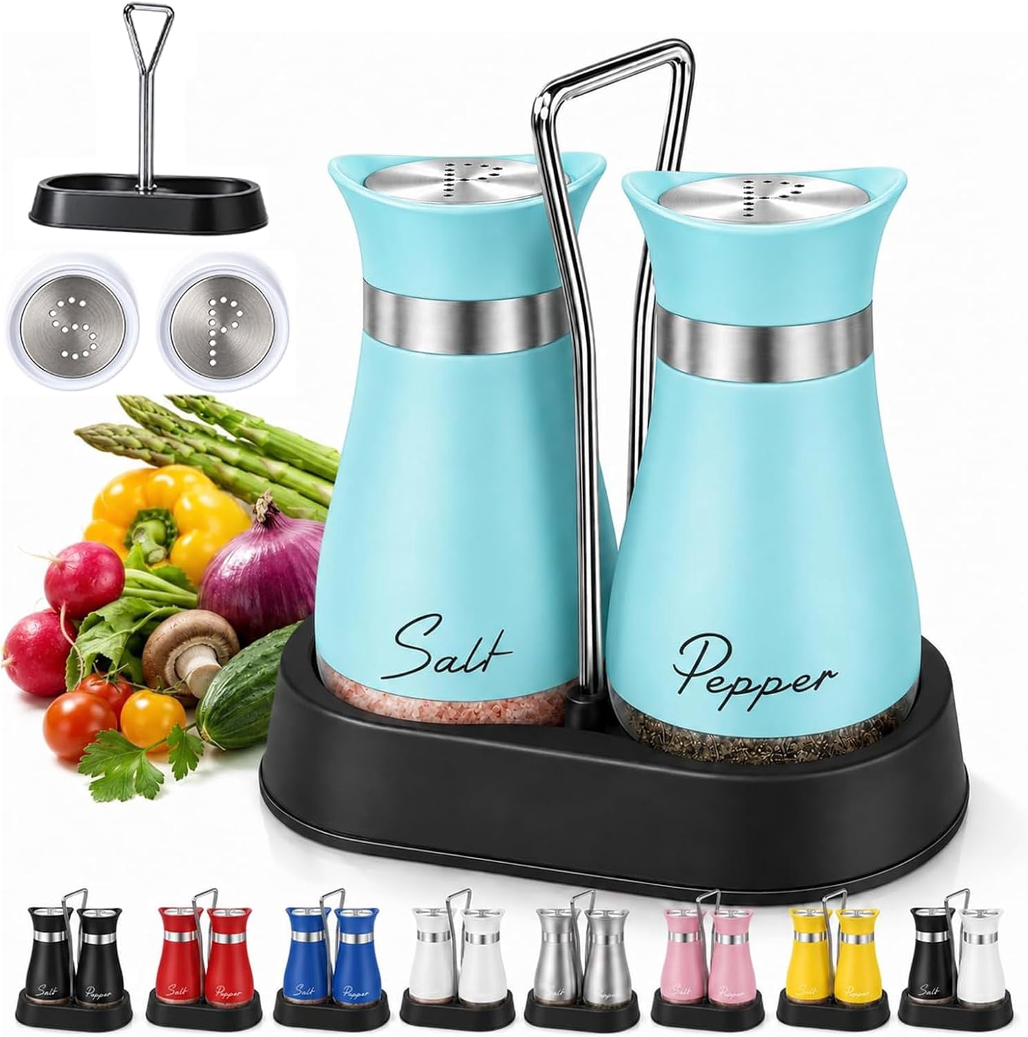 Penguin Salt and Pepper Shaker Set with Holder, Glass Bottom 304 ...
