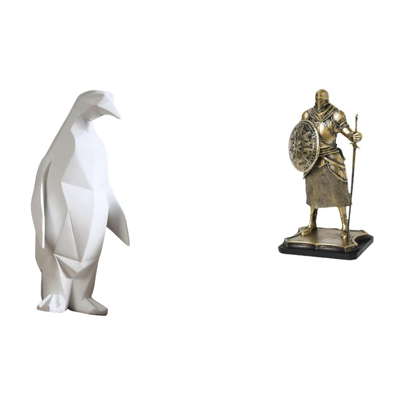 Penguin Sculpture Knight Statue Decorative Figurine Resin Craft Art for ...