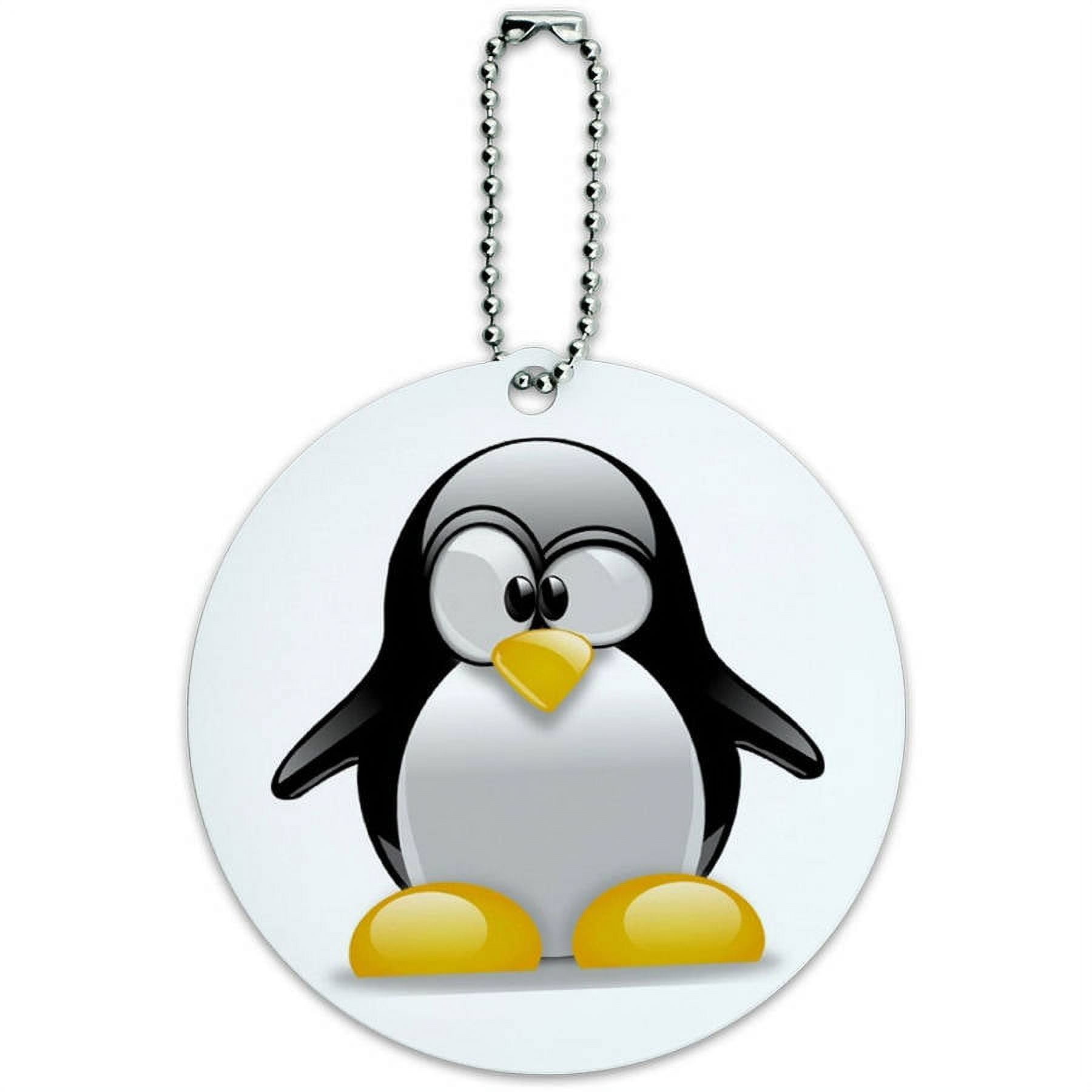 Penguin Snow Bird Round Luggage ID Tag Card for Suitcase or Carry-On ...
