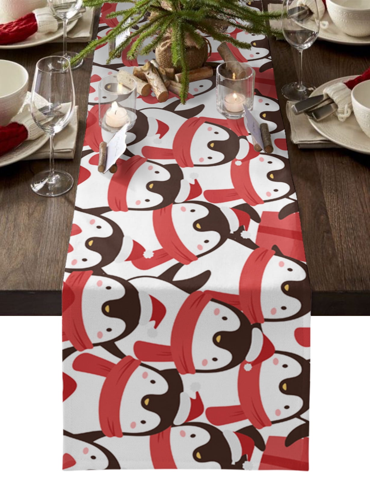 Penguin Snowflake Watercolor Table Runner Wedding r Table Runner Home ...