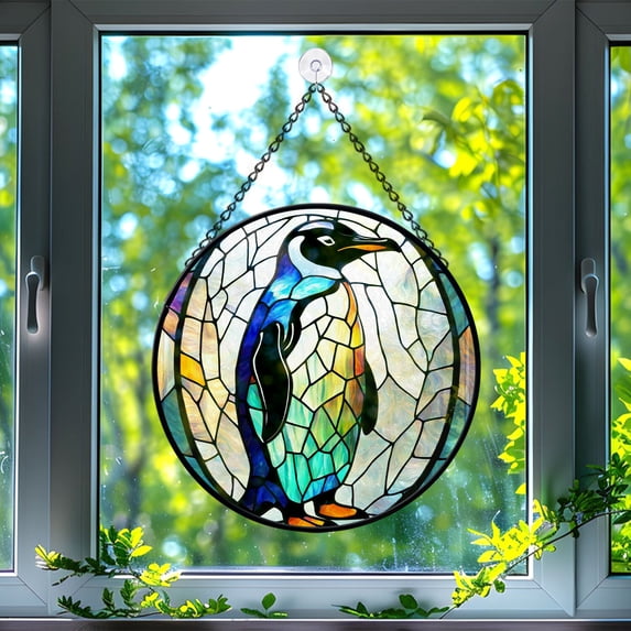 Penguin Stained Glass Suncatcher, Penguin Glass Suncatchers for Windows ...