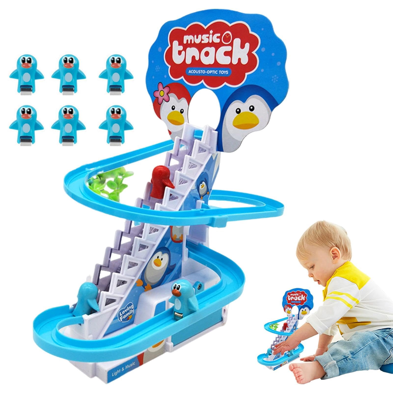 Penguin Stairs Climbing Race Track - Penguin Stairs Sliding Race Track ...