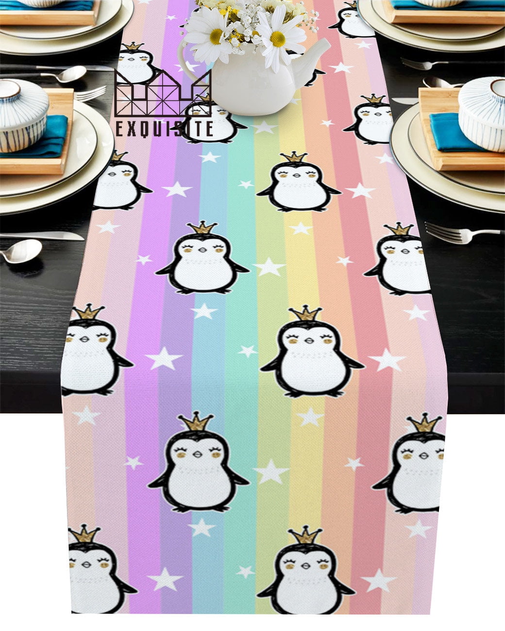 Penguin Stars Stripes Wedding Table Decoration Coffee Table Decor ...