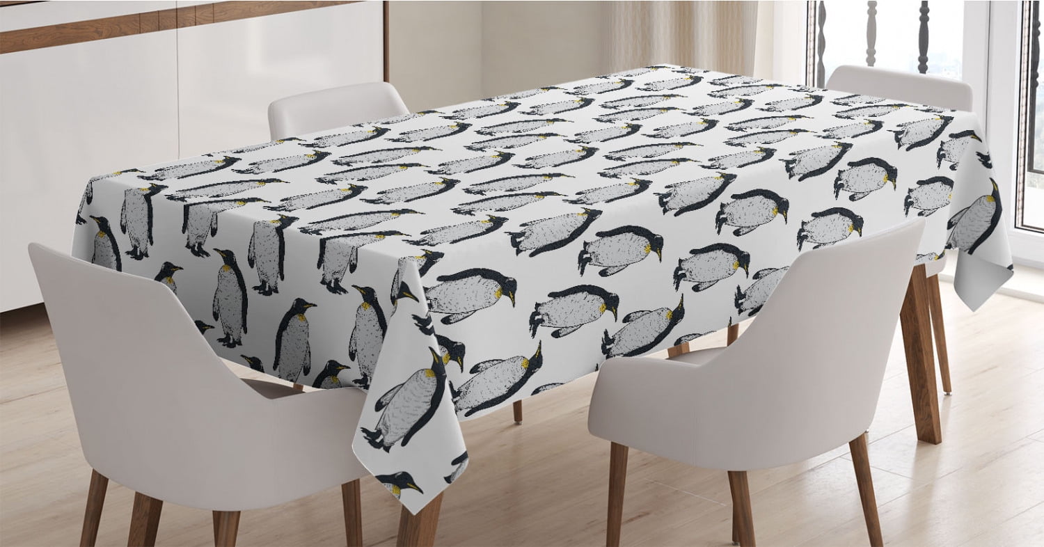 Penguin Tablecloth, Arctic Cold Exotic Bird Pattern Antarctic Setting ...