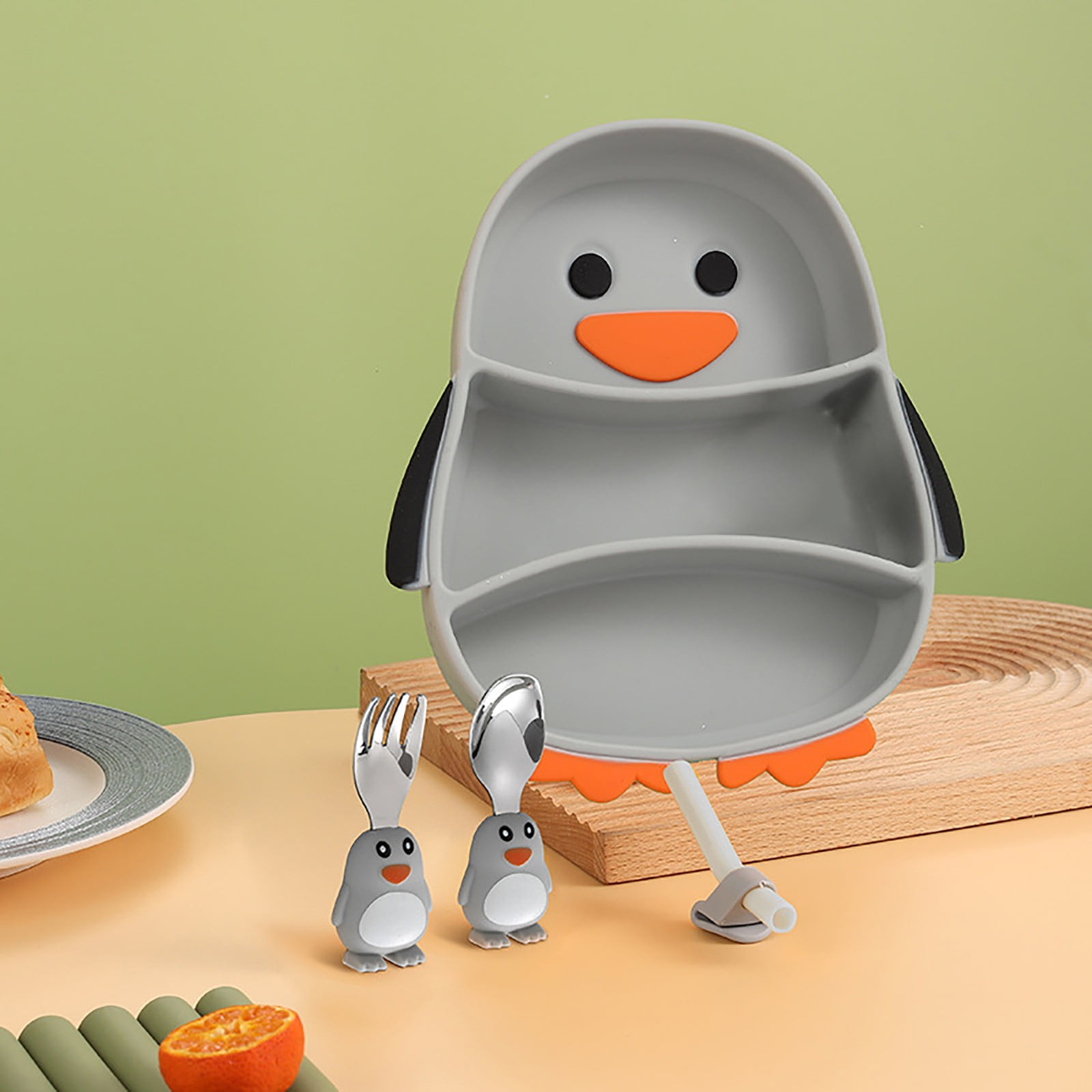 Penguin Themed Tableware Set, Stainless Steel Pattern, Dishwasher Safe ...