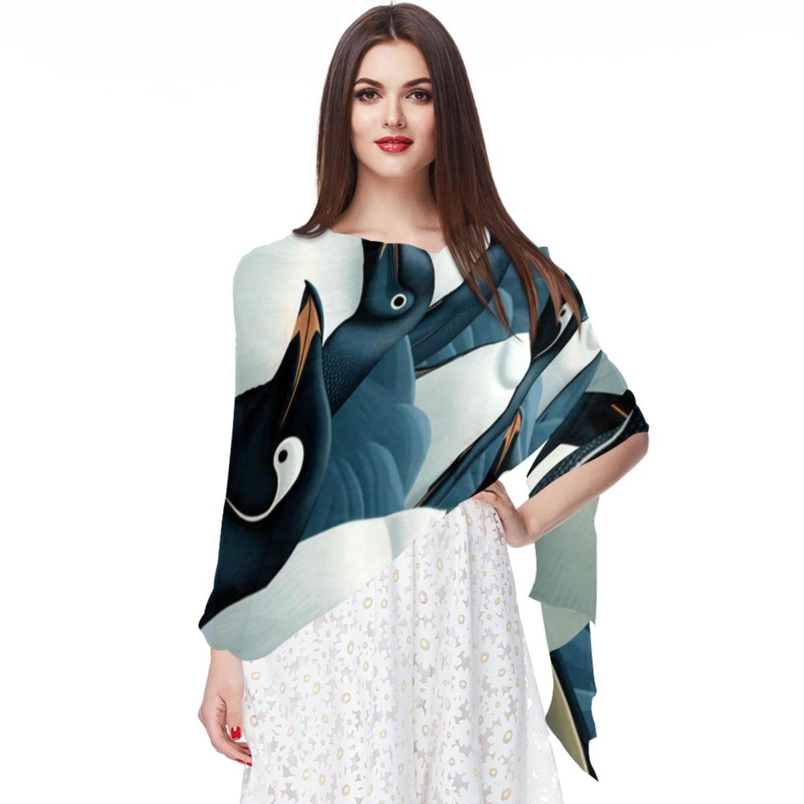 Penguin Translucent Chiffon Yarn Silk Scarf - Light Breathable Material ...
