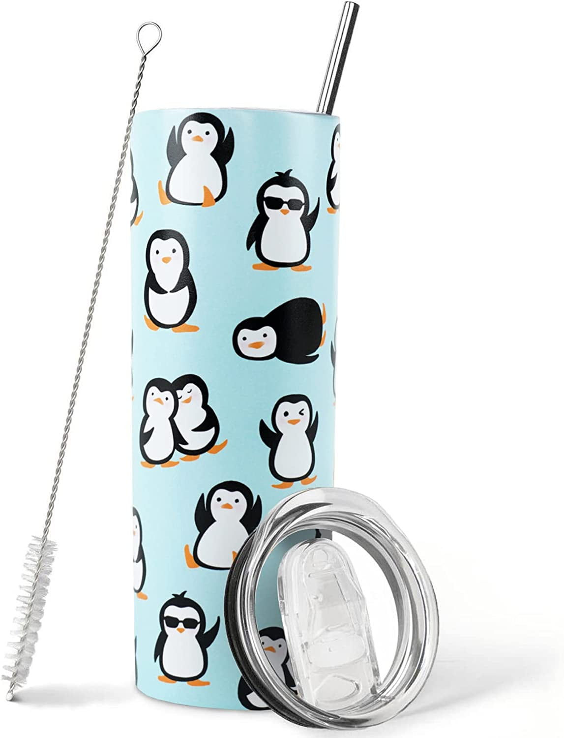 Penguin Tumbler with Lid and Straw- Cute Penguin Gifts for Women Men ...