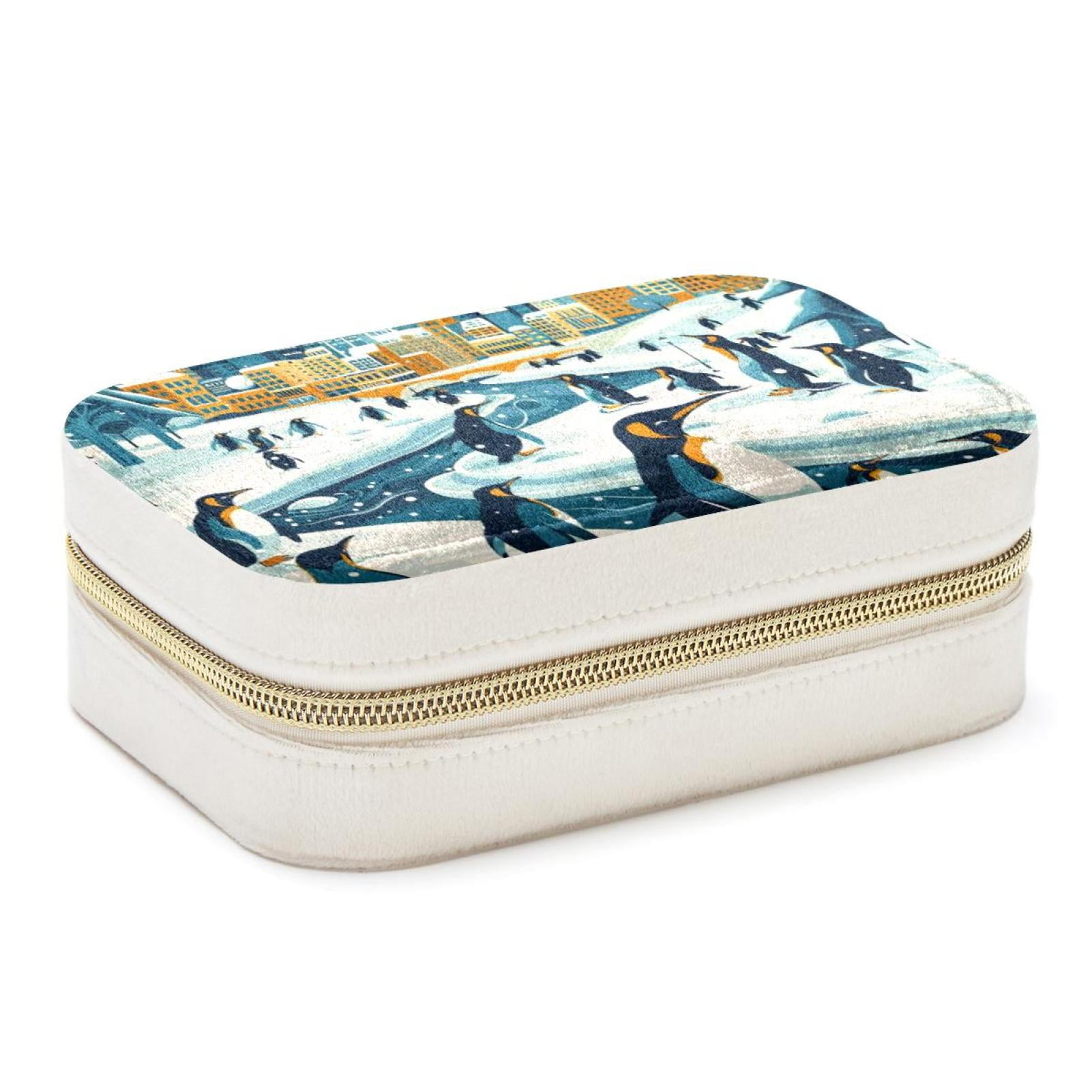 Penguin Velvet Portable Travel Organizer Box with Removable Compartment ...