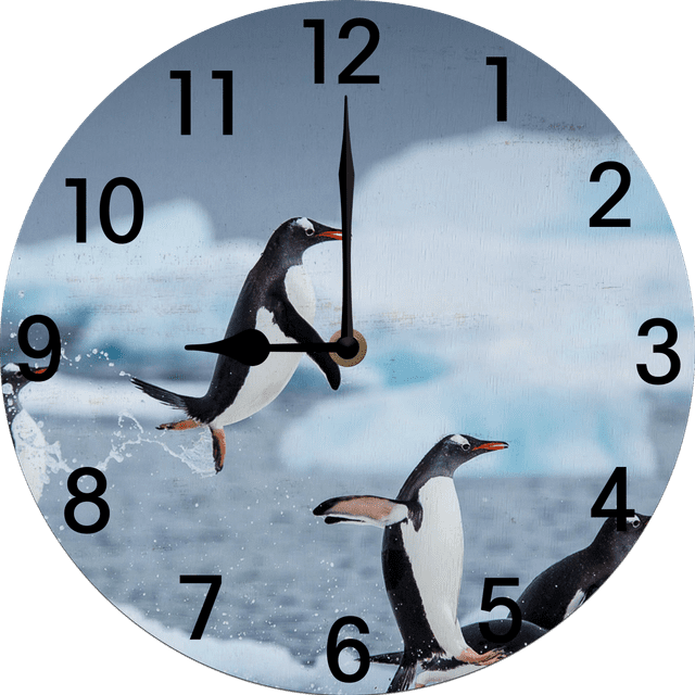 Penguin Wall Clock 10 Inch Silent Non-Ticking Home Kitchen Decor ...