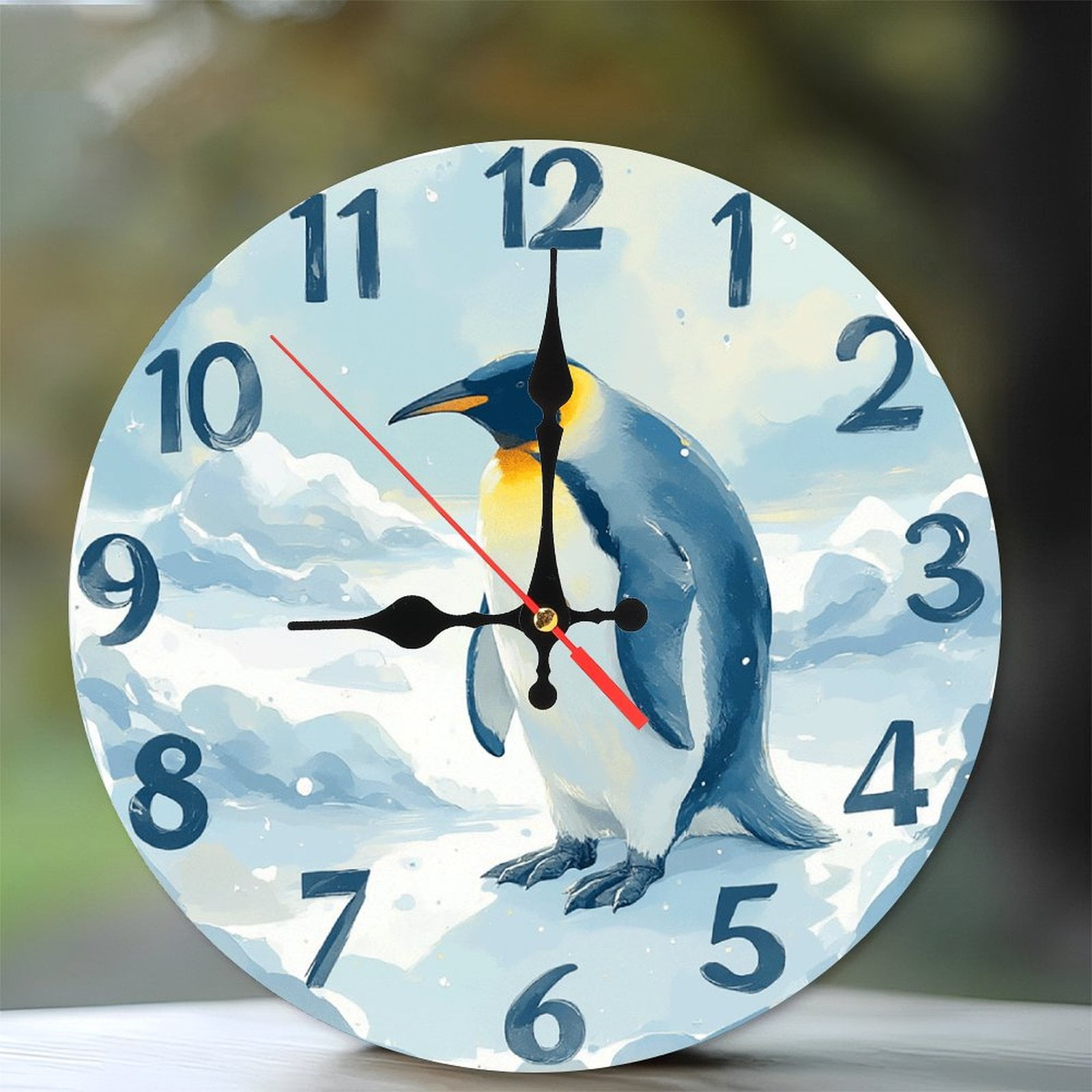 Penguin Wall Clock with Unique Art Design And Numbers 10-Inch Silent ...