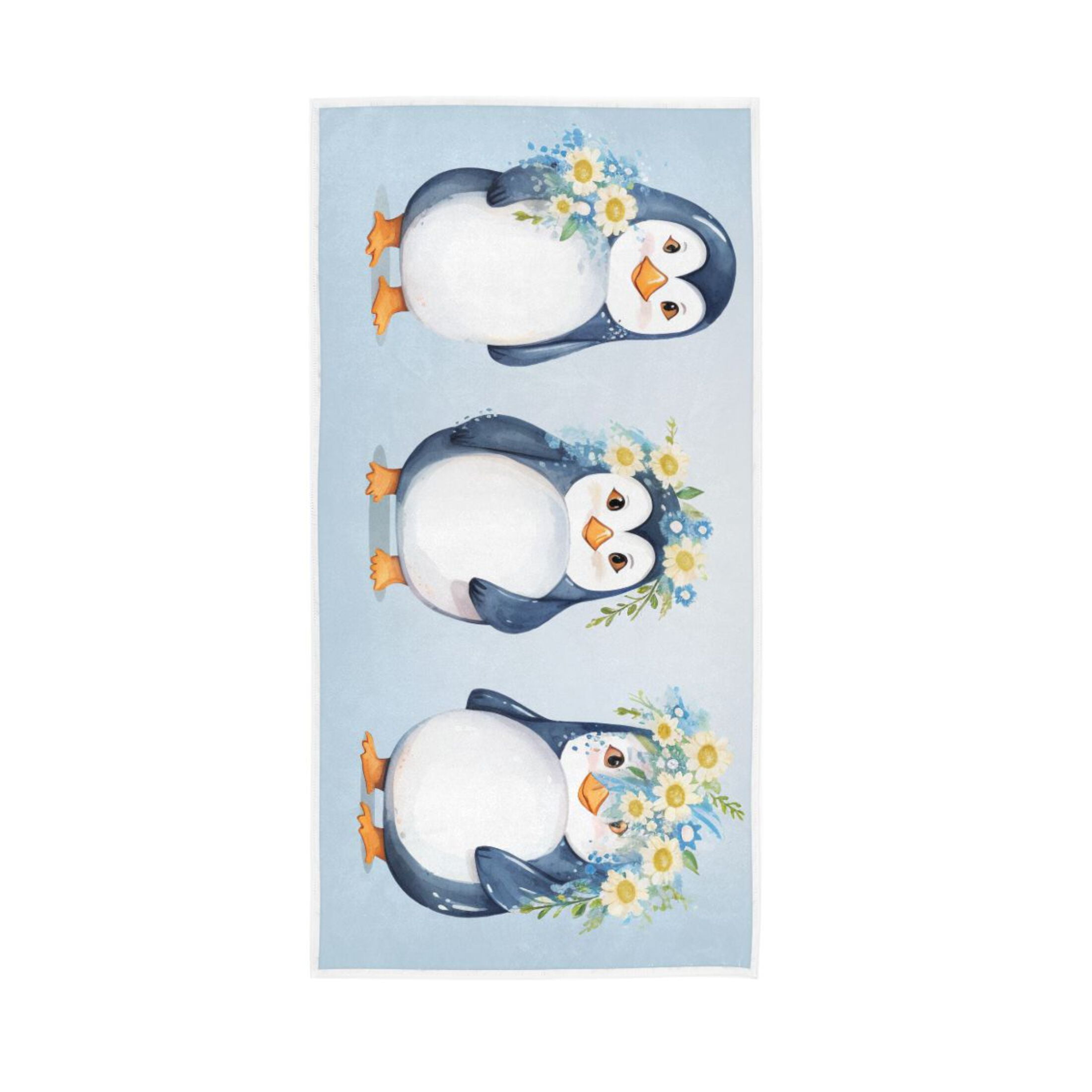 Penguin Wearing A Daisy Wreath Face Towel Absorbent Hand Towels Bath ...