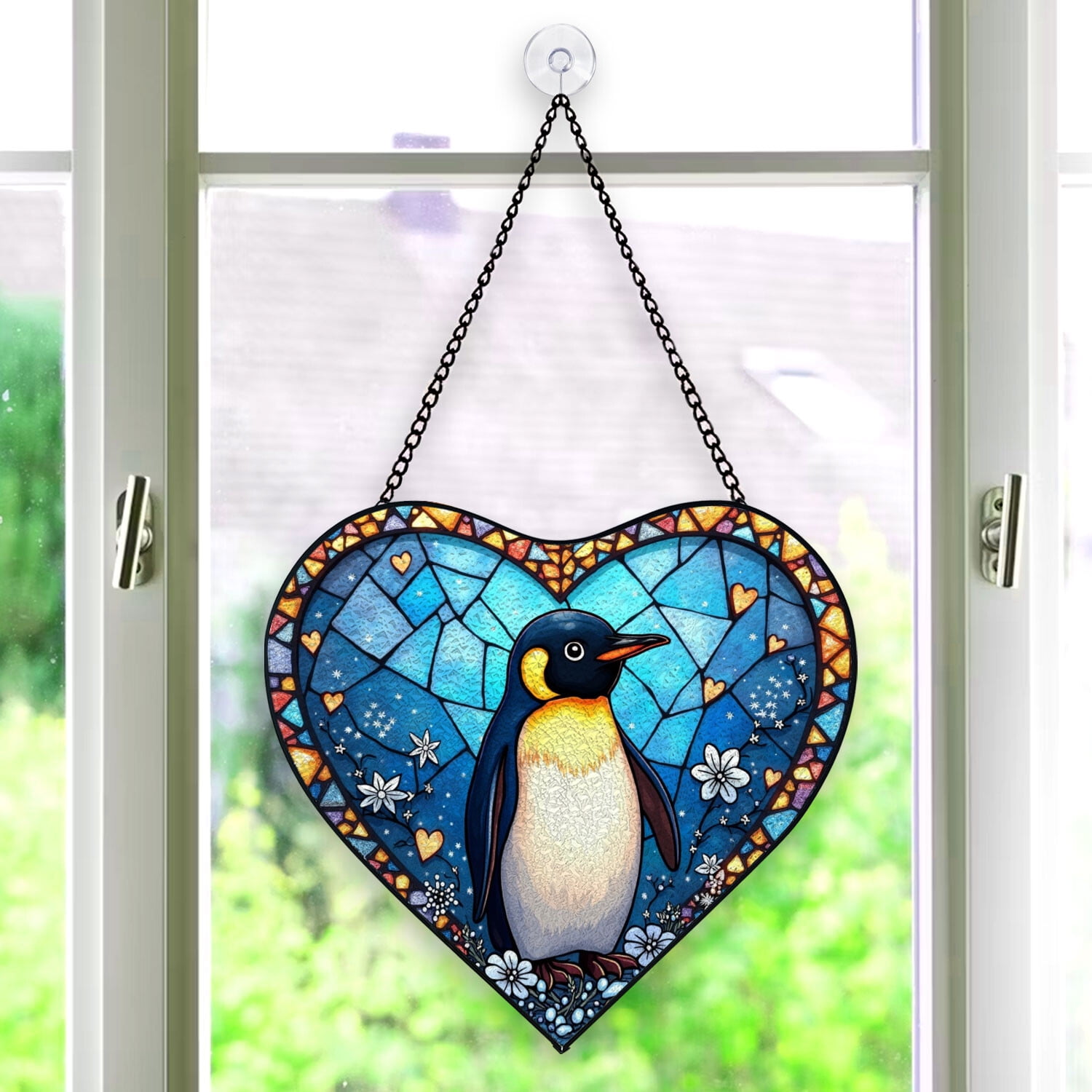 Penguin Window Hanging Stained Glass Chirstmas, Penguin Suncatchers for ...