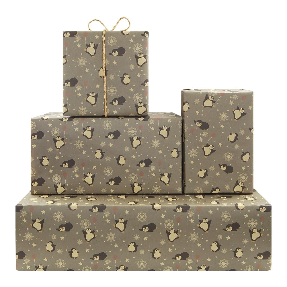 Penguin Wrapping Paper FEV6 4 Sheets Cartoon Cute Animal Gift Wrap ...