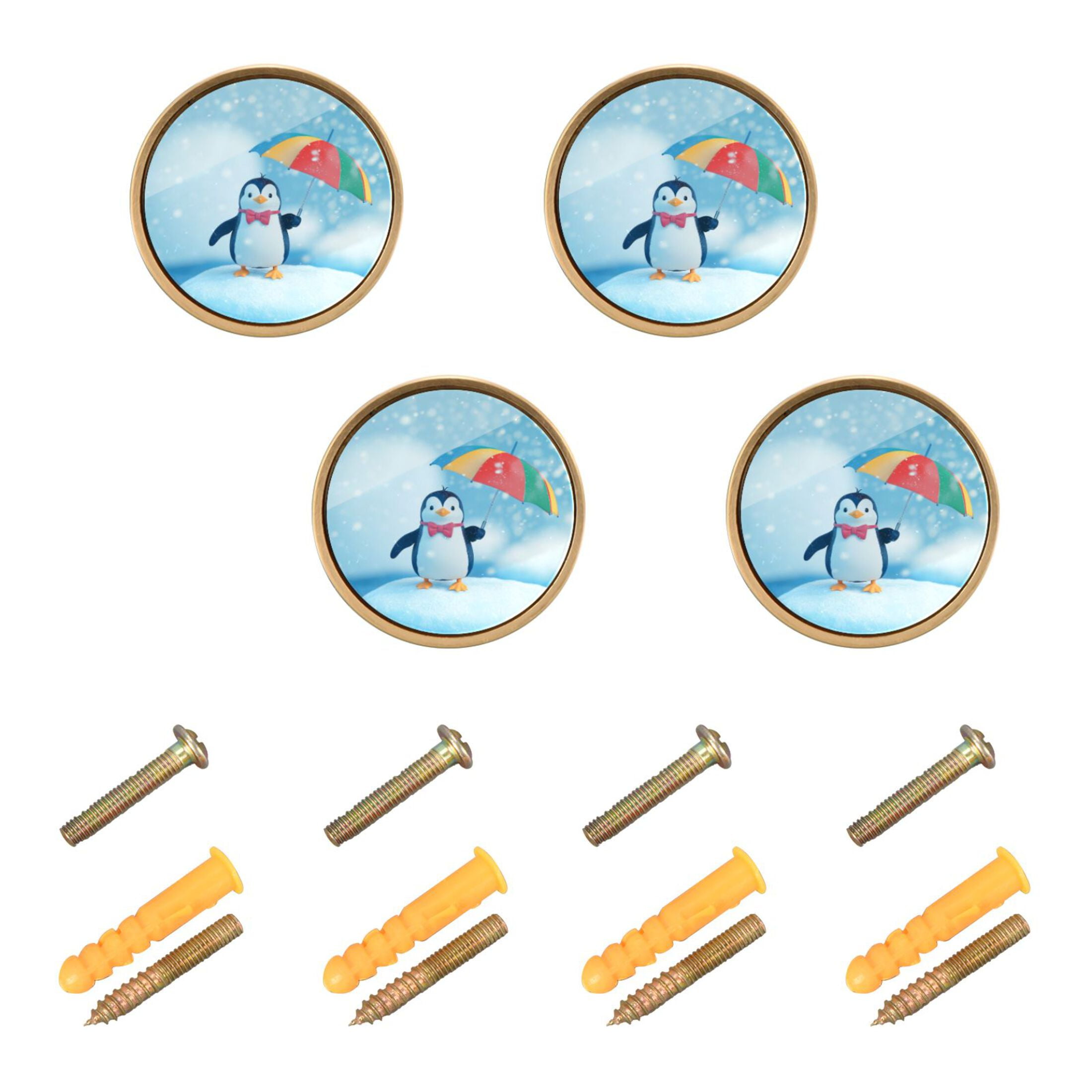 Penguin with An Umbrella Cabinet Furniture Knobs Drawer Metal Pulls 1 ...