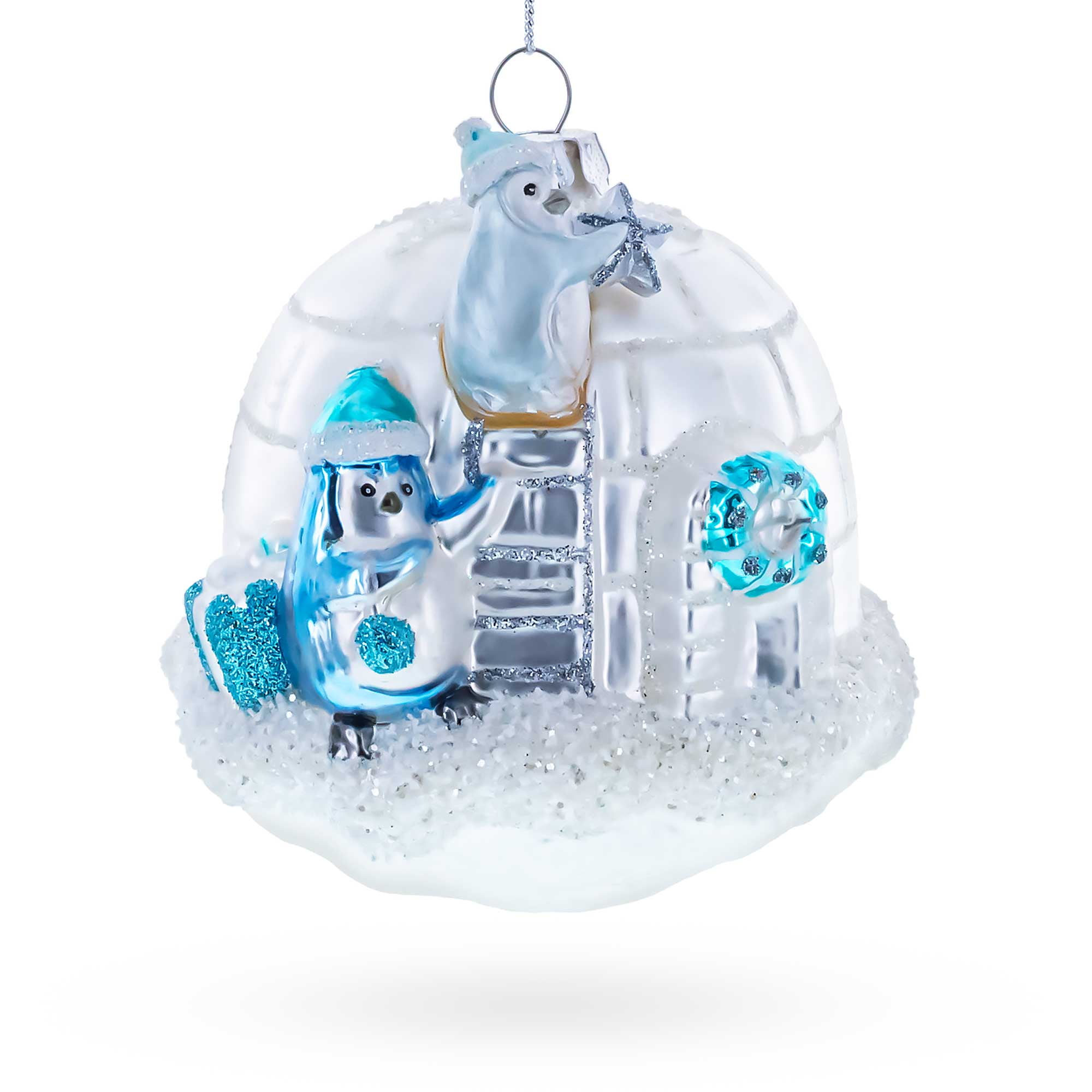 Penguins Decorating Igloo Glass Christmas Ornament - Walmart.com