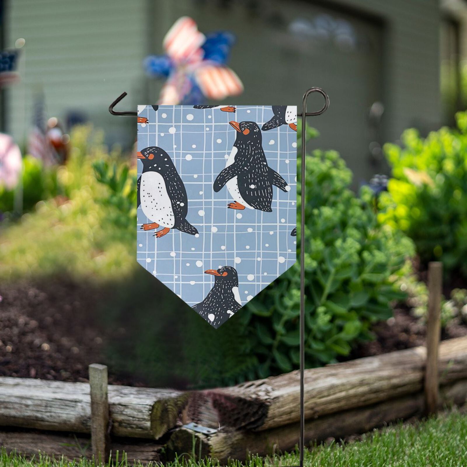 Penguins Grids Garden Flag 18" x 12.5" Double Sided Yard Lawn Outdoor ...