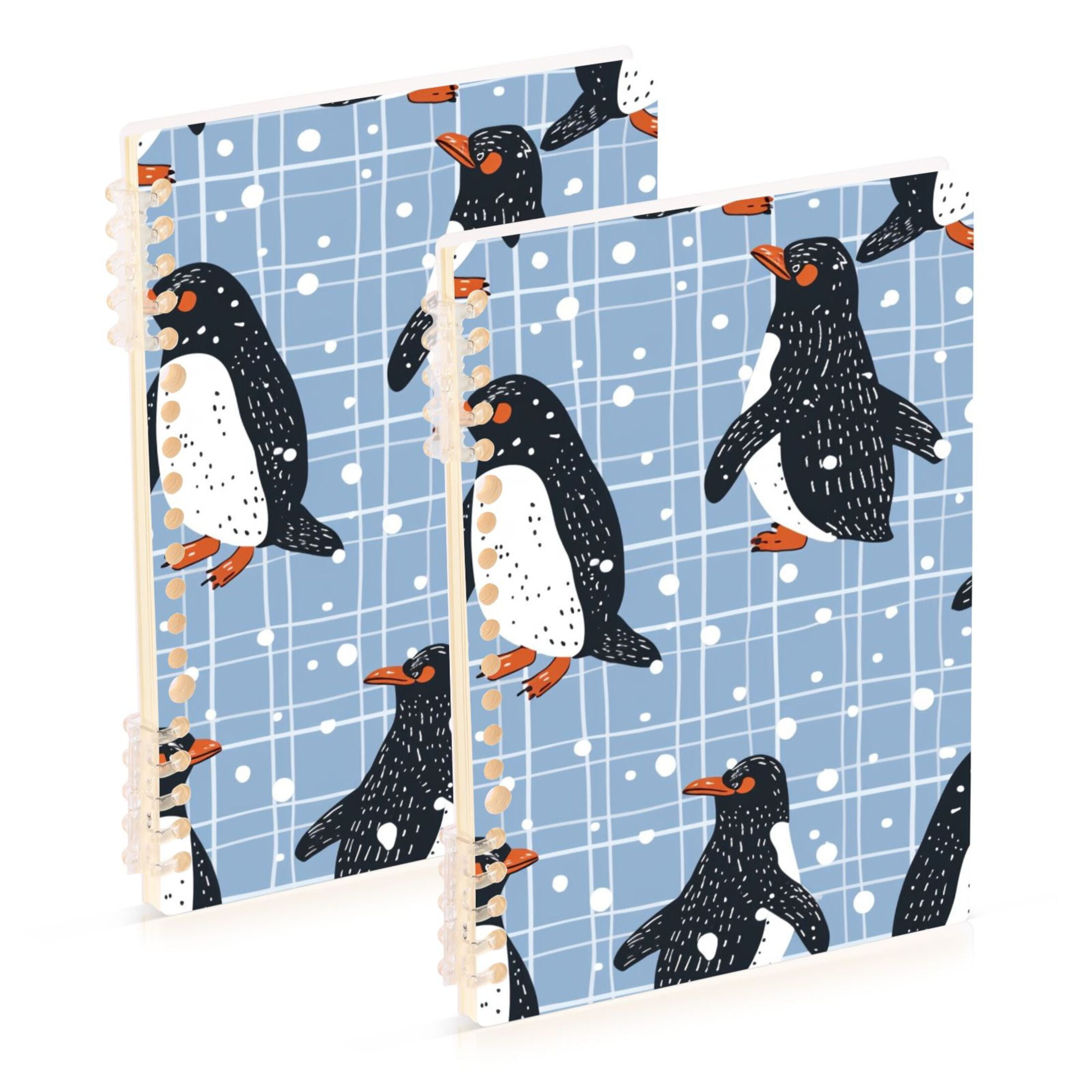 Penguins Grids Ring Binder Notebook Journey Note Diary College Ruled ...