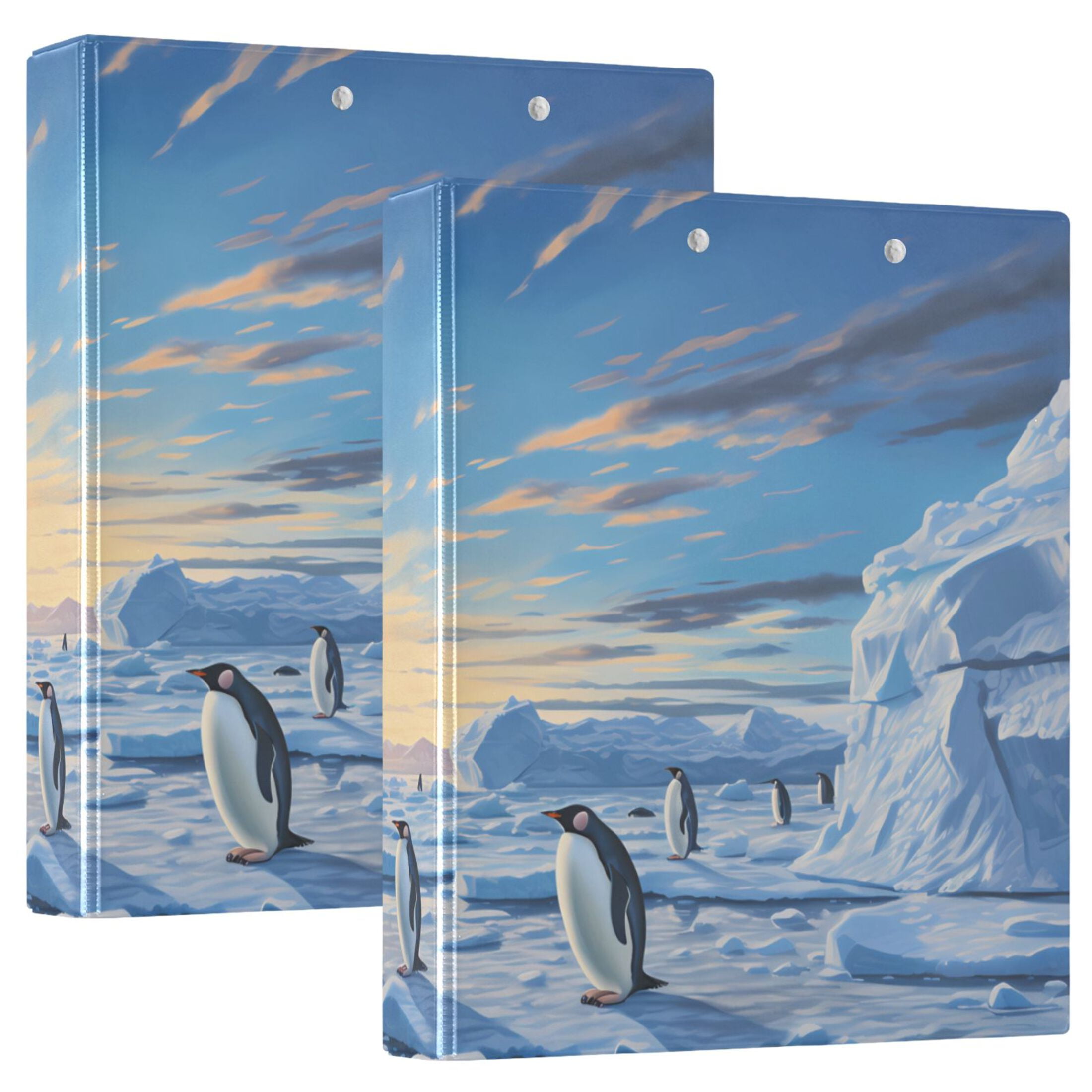 Penguins Iceberg Sky 3 Ring Binders 1.5 inch Hardcover File Folders ...