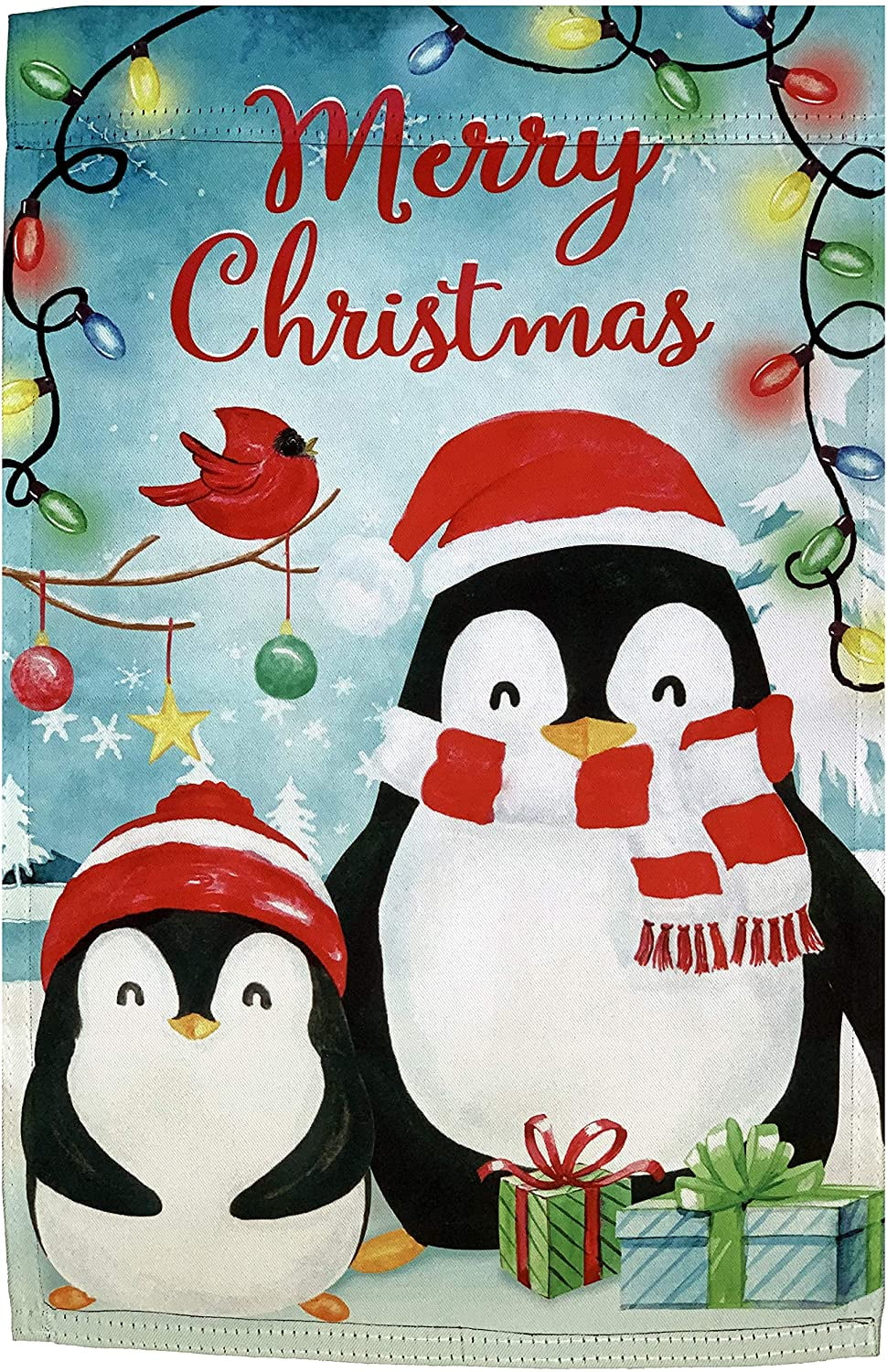 Penguins Merry Christmas Garden Flag - 12" x 18", Double Sided, Festive ...