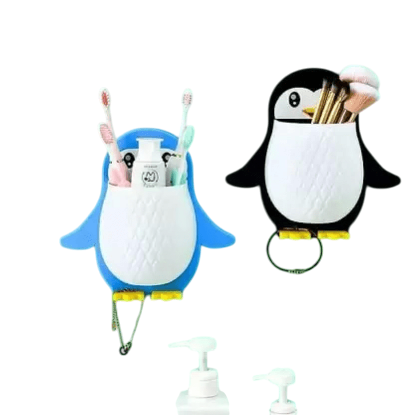 Penguins Shape Toothbrush Holder Plastic Stand for Toothpaste, Comb ...