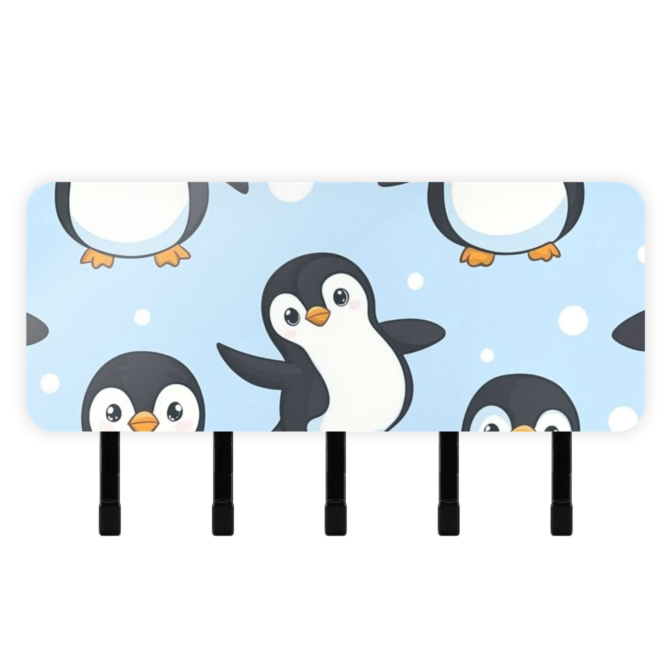 Penguins in Blue Key Holder for Wall Mail Holder Organizer with 5 Key ...