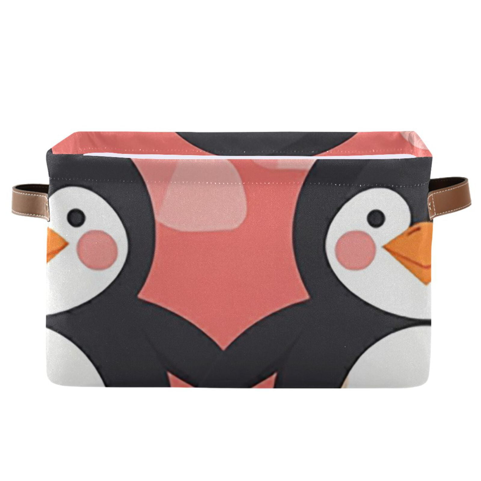 Penguins in Pink Storage Bins Baskets With Handles Storage Box Clothes ...