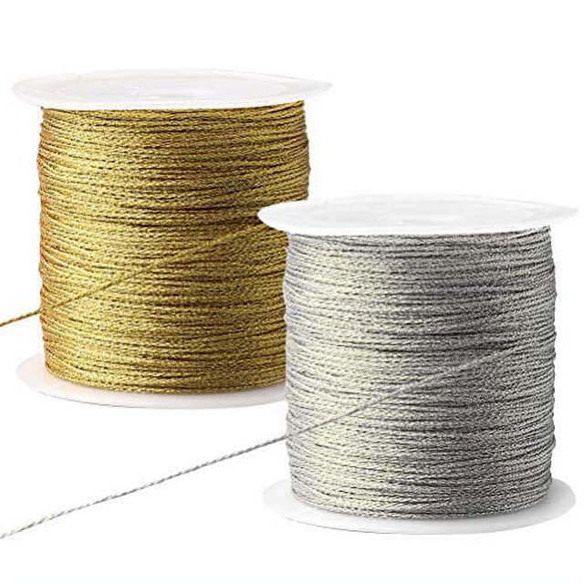 Pengxiaomei 218 Yards/656 Feet Metallic Cord, 2 Spool Metallic Thread ...