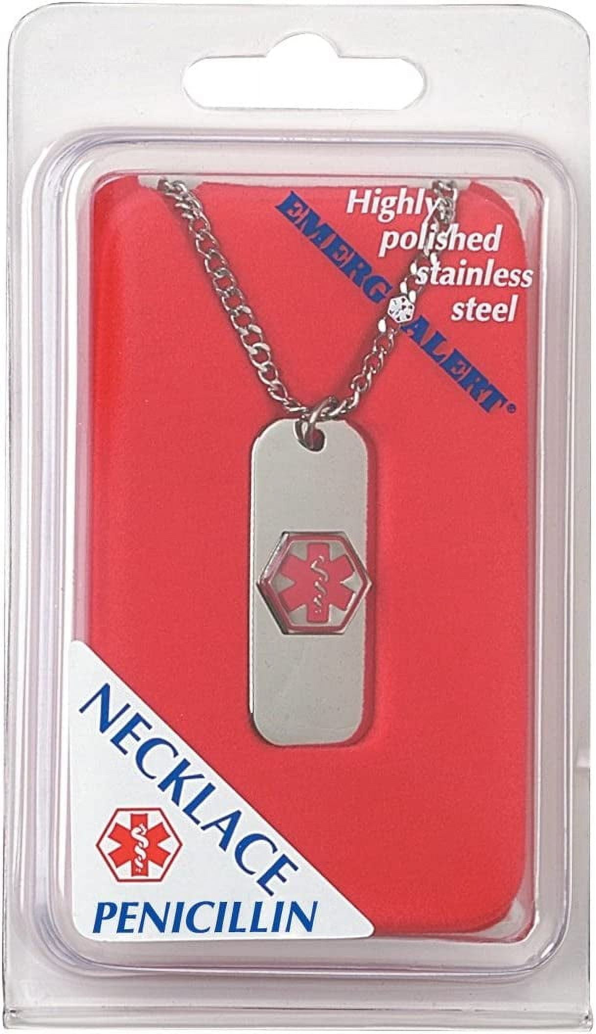 Walmart Hypoallergenic Stainless Steel Penicillin Allergy Necklace with ...