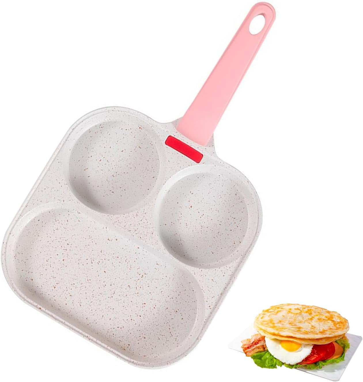 Peniguingy Nonstick Frying Pan, Divided Grill Frying Pan 3 Cups Pink ...
