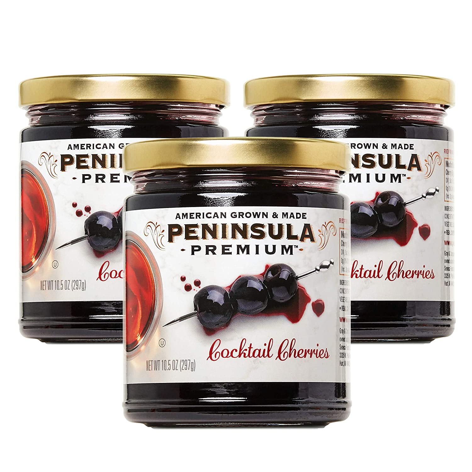 Peninsula Premium Cocktail Cherries | Award Winning | Deep Burgundy-Red ...