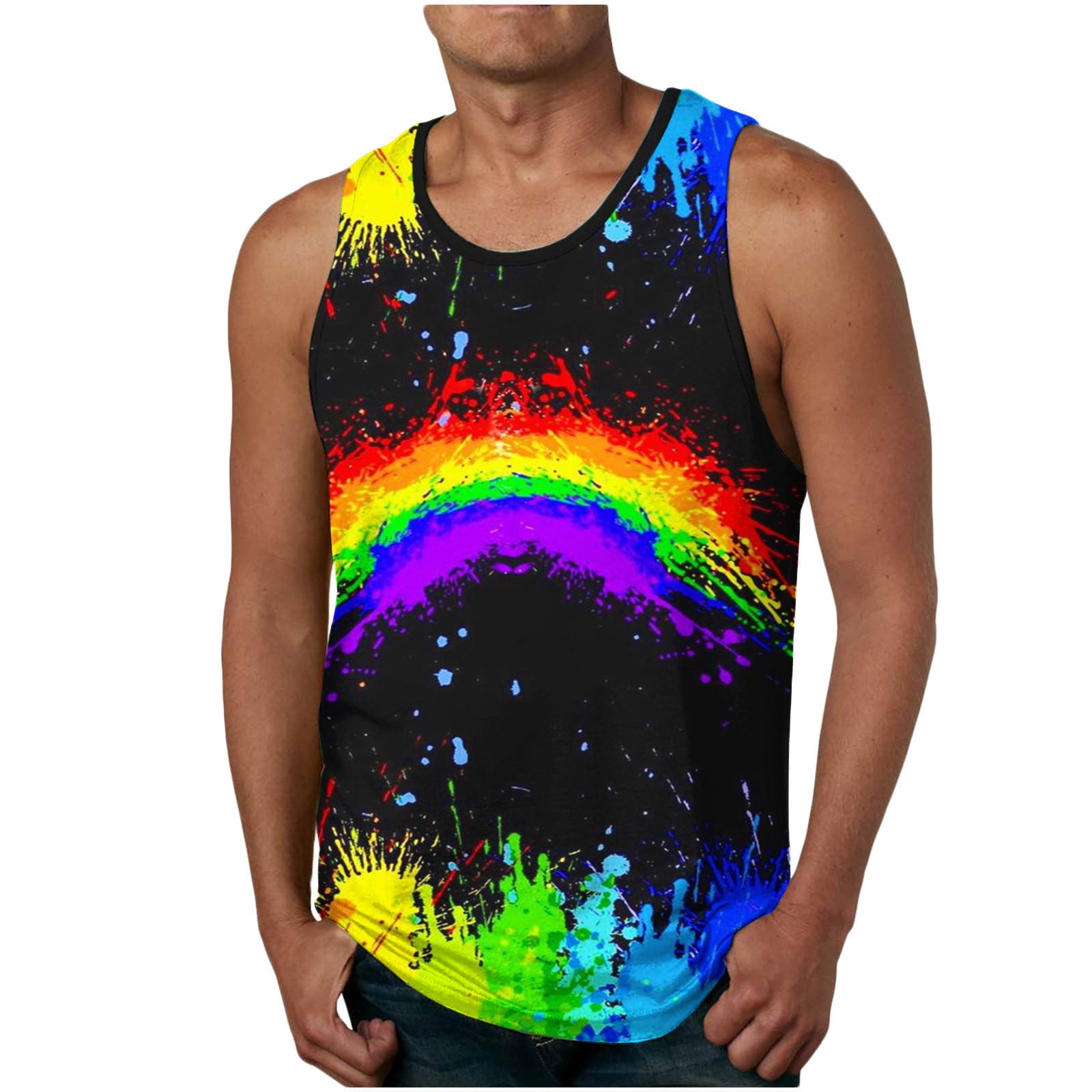 Penkiiy 3D Rainbow Print Tank Tops for Men Women Cool Design Sleeveless ...