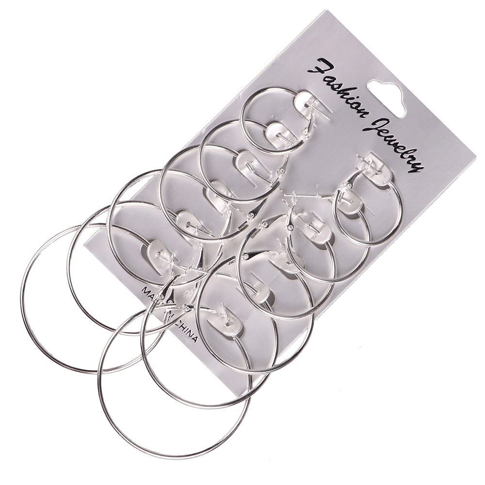 Penkiiy 6 Pairs Clip On Hoop Earrings for Women Fake Hoop Earrings ...