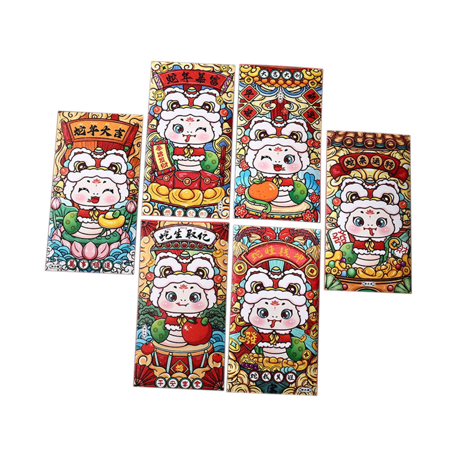 Penkiiy 6 Pcs Chinese Lunar New Year Lucky Money Red Envelopes ,Pocket ...
