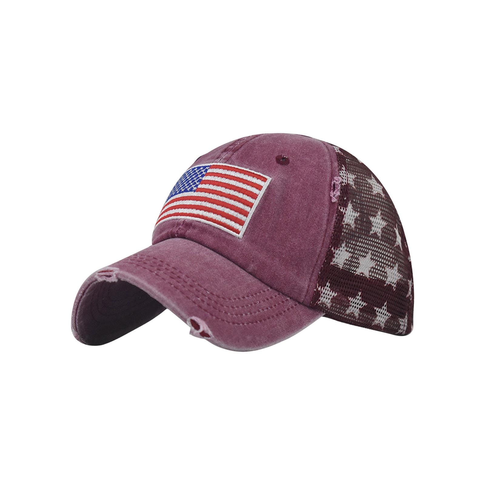 Penkiiy American Flag Hat, USA Trucker Worn Hat for Men & Women ...