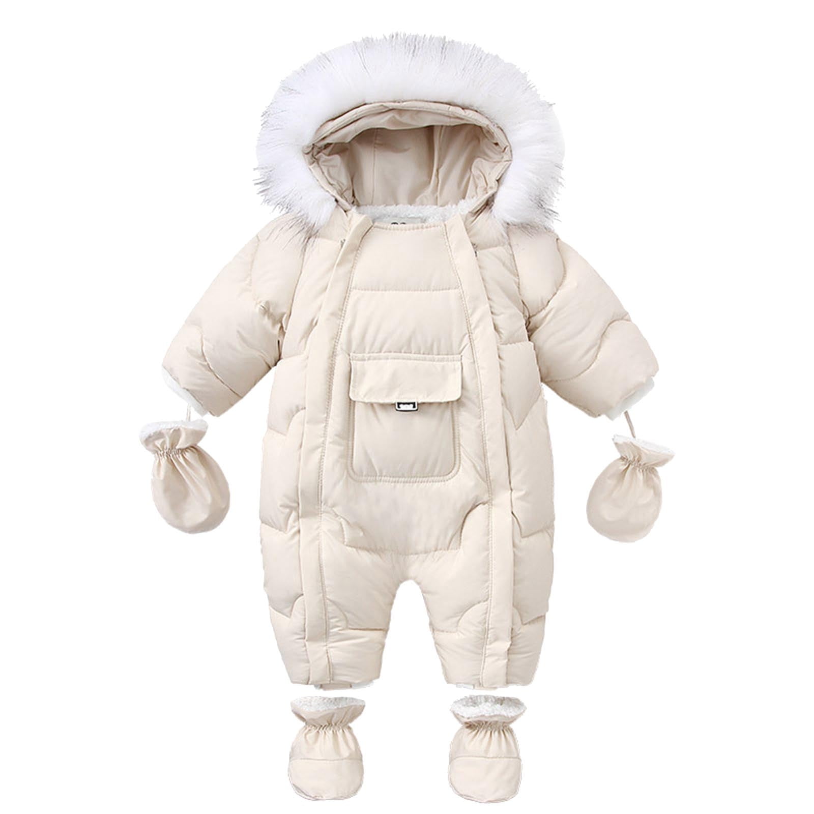 Penkiiy Baby Boy Girl Winter Hooded Snowsuit Romper Zipper Padding Bodysuit Infant Puffer Jacket ...