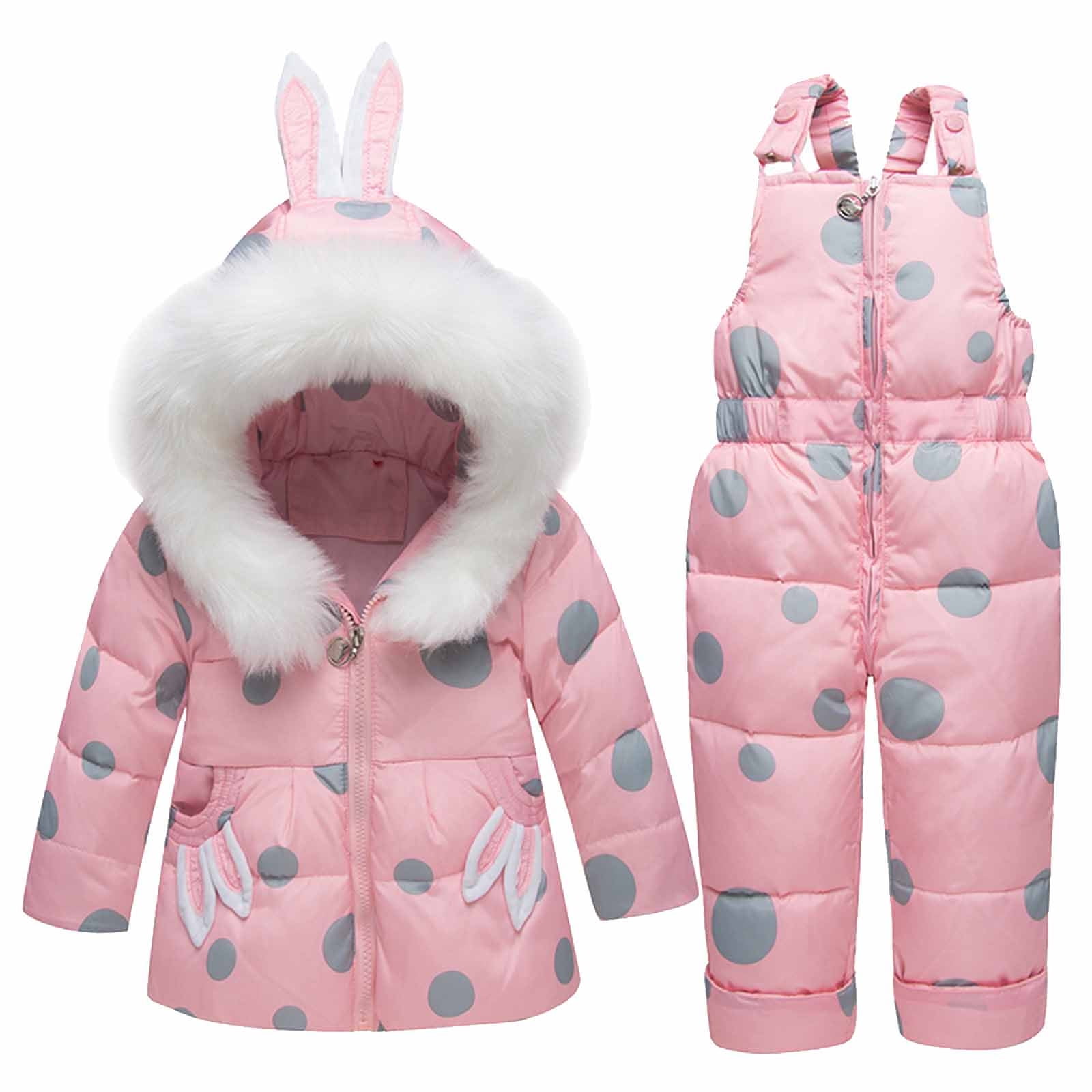 Penkiiy Baby Boys Girls Snowsuit, Toddler Winter Outfit Sets Kids Hooded Artificial Fur Down ...