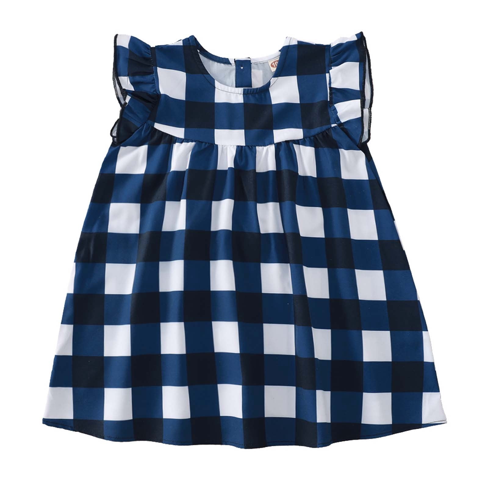 Penkiiy Baby Girls Children's Casual Red And Blue Sleeveless Plaid ...