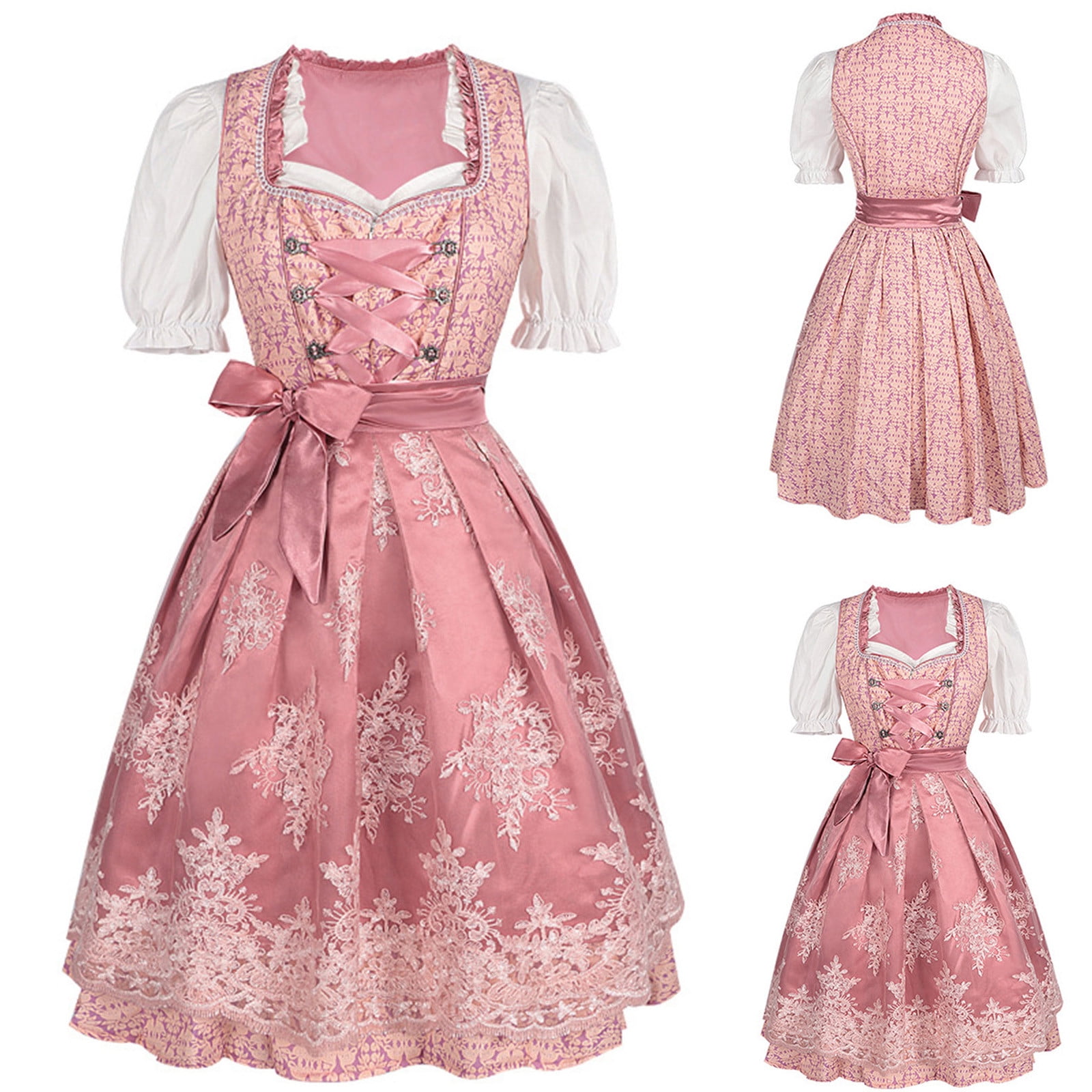 Penkiiy Bavarian Dirndl Dress Set For Oktoberfest Dirndl Comfy Maid ...