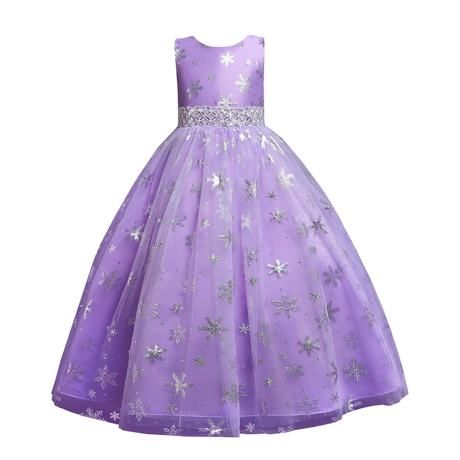 Penkiiy Children Dress Girl No Sleeve Princess Dress Snowflake Pattern ...