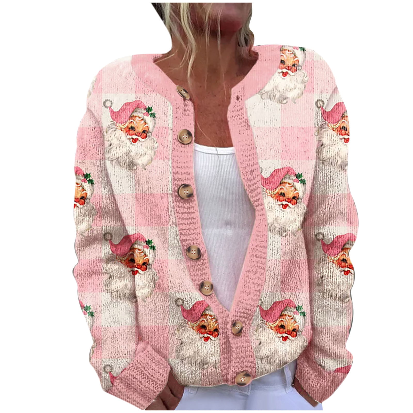 Penkiiy Christmas Sweaters For Women Warm Open Front Cardigan Comfy ...